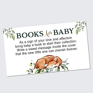 Set of 50 Oh Deer Books for Baby Shower Request Cards, Baby Shower Book Request Card, Woodland Baby Shower Invitations