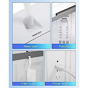 Hudada Twin Tub Washing Machine Portable Mini Compact Washer and Spin Dryer Combo, 10Lbs & 7Lbs Spinning, Small Laundry with Inlet Drain Hose for Apartment Dorm RV Home, White