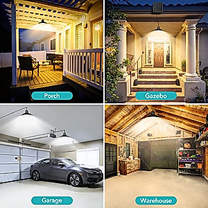 AGPTEK Solar Pendant Lights Outdoor Indoor, Dual Head Solar Shed Lights IP65 Waterproof Solar Lamp Indoor Solar Lights with Remote for Shed, Gazebo, Home, Patio, Barn, Chicken Coop, Porch, Garage