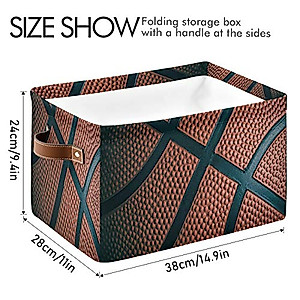 Storage Basket Cube Basketball Sport Large Collapsible Toys Storage Box Bin Laundry Organizer for Closet Shelf Nursery Kids Bedroom,15x11x9.5 in,1 Pack