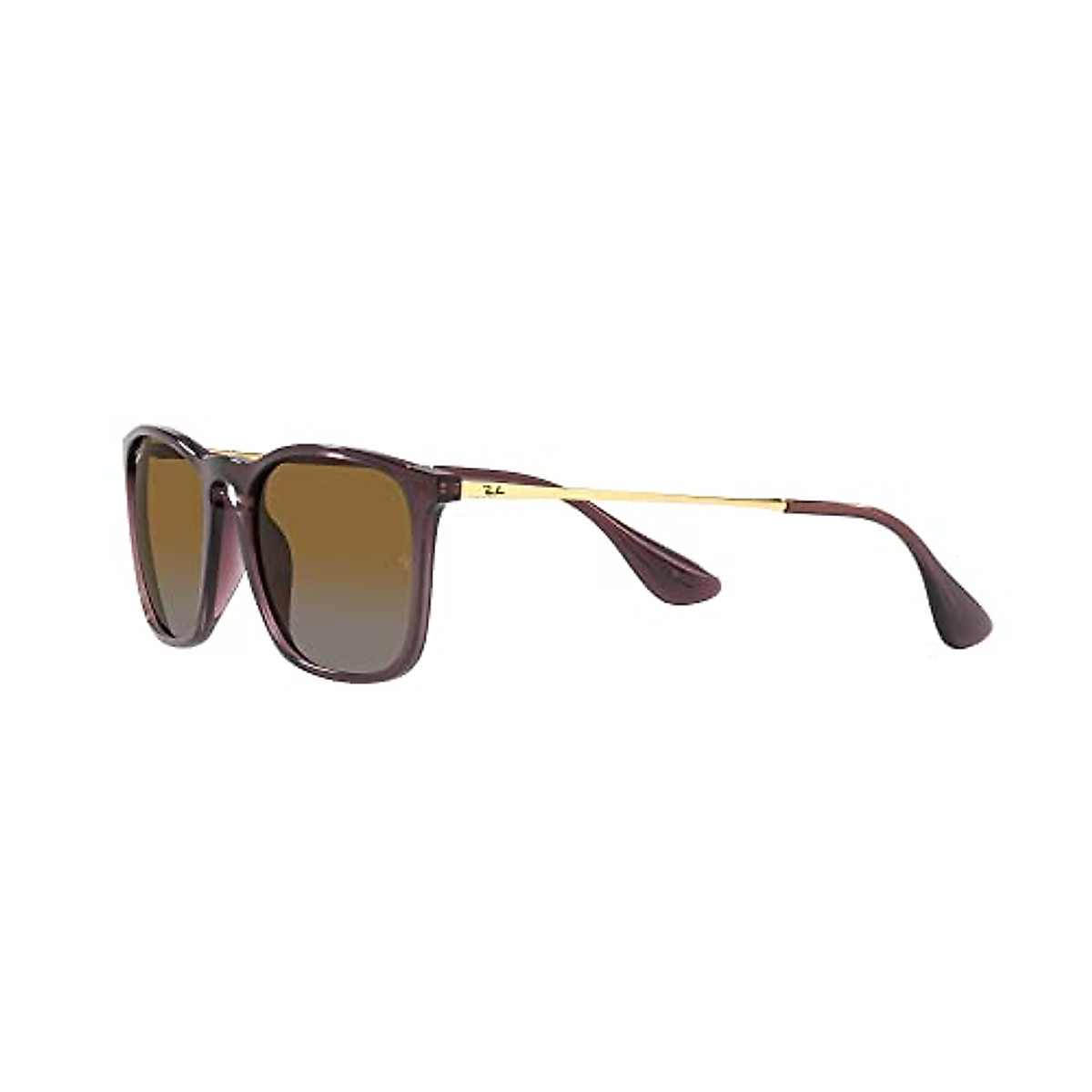 Ray-Ban Men's RB4187F Chris Low Bridge Fit Square Sunglasses, Transparent Brown/Grey Gradient Polarized, 54 mm
