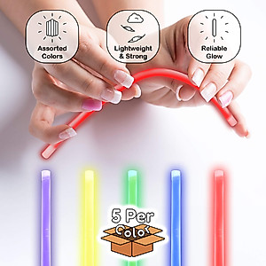 25-Pack Multi-Color Glow Straws - Vibrant Drink Accessories for Parties & Events -9" Glow Straw Party Pack