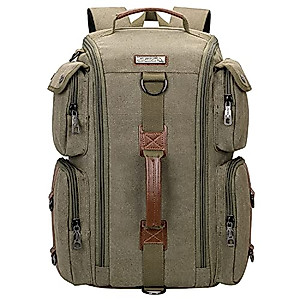 WITZMAN Travel Backpack for Men and Women Carry On Canvas Backpack Duffel Bag for Airplanes Fit 17 Inch Laptop (6661 Green)