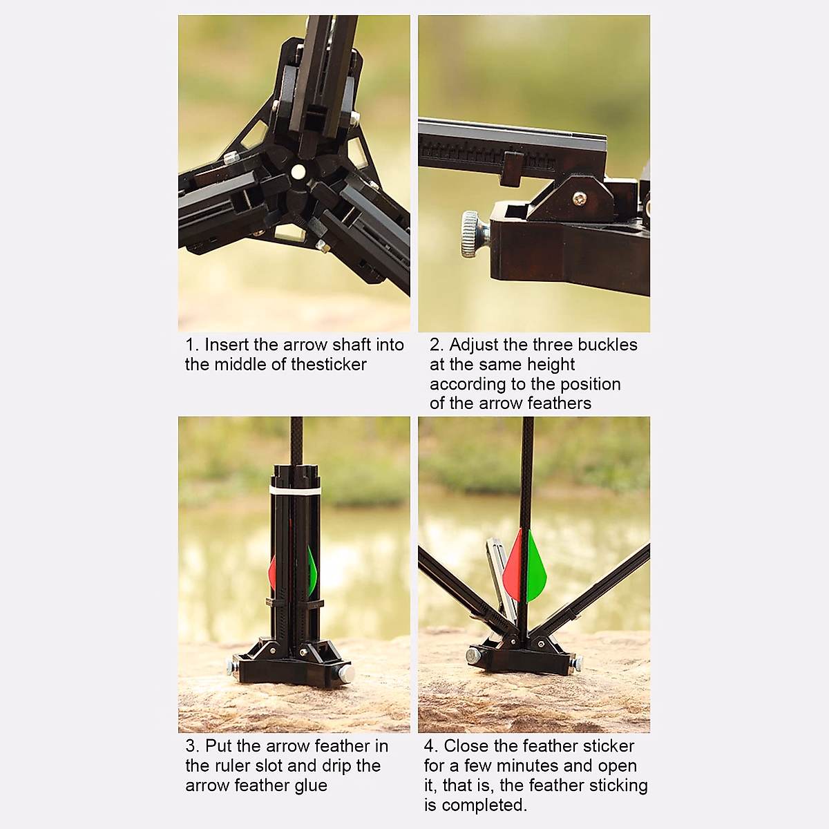 Cosiki Fletching Jig, Portable 3D Fletching Jig Clear Scale Strong Simple Operation for 3.610mm Shafts (Blue)