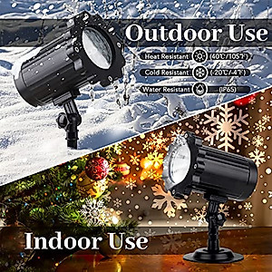 Xhaus Christmas Projector Lights Outdoor Snowflake Projector Lights Show for Christmas Xmas Holiday Wedding Home Party Outdoor Holiday Decorations
