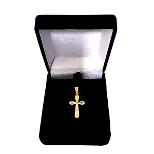 Jewelry Affairs 14k Tricolor Gold Satin And High Polish Finish Cross Pendant