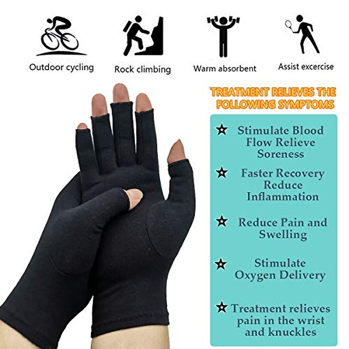2 Pairs Arthritis Compression Gloves, for Arthritis, Rheumatoid, Osteoarthritis, Carpal Tunnel Pain, Compression Gloves for Arthritis for Women & Men, Gloves for Work, Warm Moisture Absorption