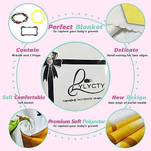 LYLYCTY Baby Monthly Milestone Blanket, Sunflower Months Blanket for Neutral Newborn Baby Shower, Includes Wreath and Frame 60"x40" BTLSLY10