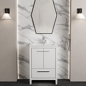 Swiss Madison Virage 24" Freestanding, Bathroom Glossy White Bath Vanity