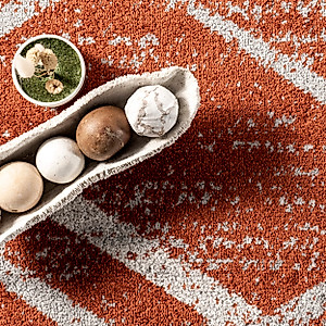 nuLOOM 4x6 Thigpen Contemporary Area Rug, Dark Orange, Abstract Lines, Non-Slip Backing, Stain Resistant, For Bedroom, Dining Room, Living Room, Hallway, Office, Kitchen, Entryway