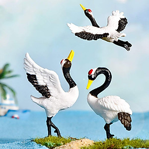 Hemoton 3pcs Miniature Crane Statue Fairy Garden Crane Sculptures Resin Chinese Bird Red Crowned Crane Figurines Ornament for Fish Tank Bonsai Landscape Garden Decoration