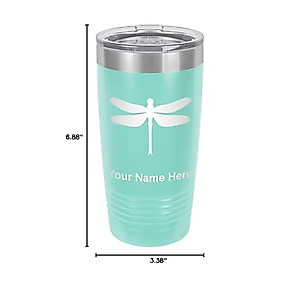 LaserGram 20oz Vacuum Insulated Tumbler Mug, Dragonfly, Personalized Engraving Included (Teal)