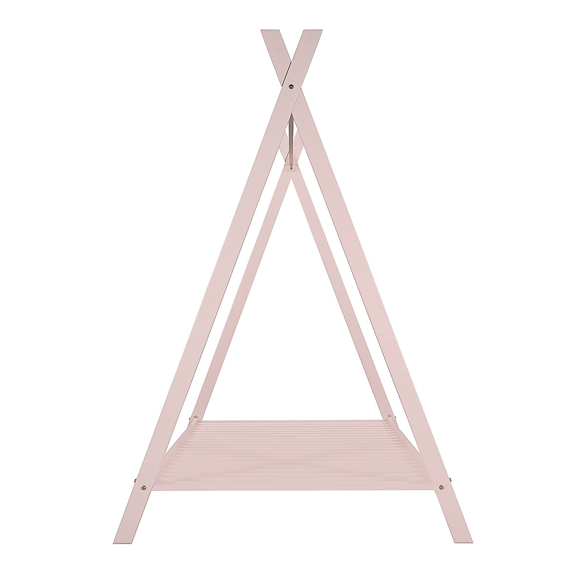 Twin House Bed for Kids, Metal Montessori Bed Tent Bed Frame Floor Play House Bed with Slat for Girls Boys, No Box Spring Needed - Pink