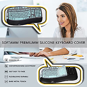 Keyboard Cover for Logitech K350 MK550 MK570 Wireless Wave Keyboard,Dust-Proof Silicone Keyboard Protector Skin for Logitech K350 MK550 MK570 Keyboard Protective Accessories(Gradient Mint)