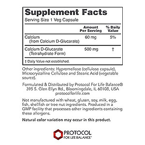 Protocol For Life Balance - Calcium D Glucarate 500mg - Supports Detoxification, Promotes Liver Detox, Breast, Colon and Prostate Health - 90 Vegetable Capsules