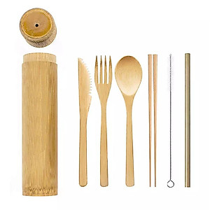 Bamboo travel utensils set with case, Bamboo set utensils, bamboo travel utensil set, bamboo Fork, Knife, Spoon, Portable Utensils for Travel, Ecofriendly, Portable, Sustainable