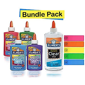 Clear Glue, 9 Oz. Elmers Colored Glue, 4 Ct. 5 Oz. Glue for Slime, School, and Clear Glue for Craft