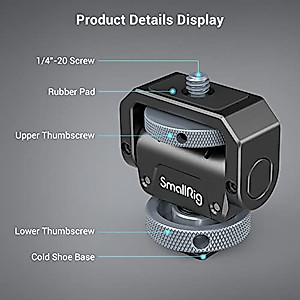 SmallRig Camera Monitor Mount Lite with Cold Shoe, Swivel 360° and Tilt 180° Holder for Field Monitor, LED, Flash and Video Shooting Photography Accessories, Max Load Capacity of 90° Tilt 3.2kg - 3809