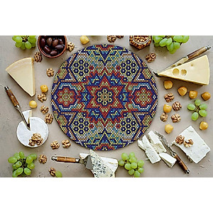 HASTA LA RAIZ | Mexican Handmade Cheese Board covered with resin. Ideal for Charcuterie Platter & Serving Tray. Model: Huichol Star.