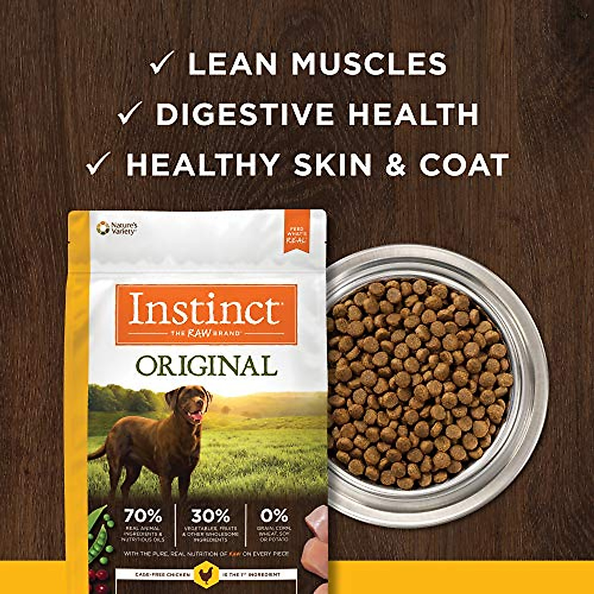 Instinct Grain Free Dry Dog Food, Original Raw Coated Real Chicken Natural High Protein Dog Food, 22.5 lb. Bag