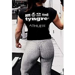 FITTOO Womens High Waist Textured Workout Leggings Booty Scrunch Yoga Pants Slimming Ruched Tights Light Grey XL