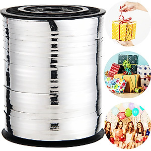 Metallic Curling Ribbon,3/16 inch x 500 Yard Curly Ribbon for Gifts Package Wrapping,Bows,Crafting (Silver)