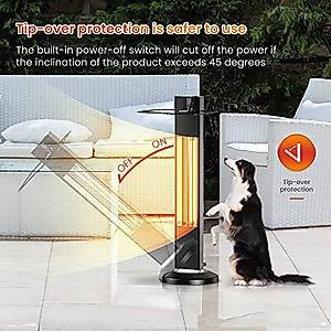 Outdoor Patio Heater，Quiet Electric Space Heater with Remote， Patio Heater,500/1000/1500W Infrared Heater，IPX5 Waterproof Tower, Anti-Dumping,Infrared heater Bedroom, Living Room and Garage use