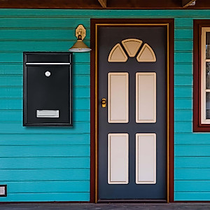 Gisafai 2 Pcs Mailboxes for Outside Wall Mount Large Donation Suggestion Box for Mailbox Postbox Letters Newspapers Rust Proof with Slot Steel, 12.68 x 8.54 x 3.31 Inch, Black(Key Lock)