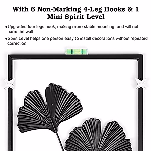 Phirown 3 Piece Metal Wall Decor, Black Wall Decor with Light Strips, Modern Wall Art with 6 Adhesive Hooks & Spirit Level, Rustic Farmhouse Wall Decor, Home Wall Decor for Living, Bedroom (Vertical)