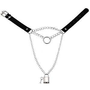 AWESE Adjustable Lock Leather Choker,Punk Rock PU Choker Necklace Goth Soft Choker Collar Chain for Women Girls Cosplayer