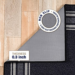 Beverly Rug Modern Bordered 8X10 Area Rug for Living Room, Dining Room Rug, Bedroom Carpet, Indoor Non Skid Rubber Backed Area Rugs, Black