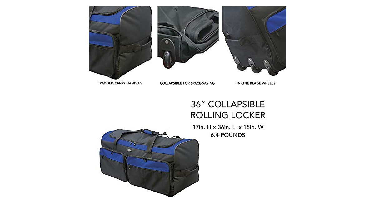 Travelers Club 36" Rolling Duffel Bag - Blue Design