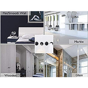 UBAOXIN Black Adhesive Hooks Heavy Duty, Stainless Steel Wall Mount Wall Hooks for Hanging Robe Coat Towel Hooks Kitchen Bathroom Home Waterproof & Rustproof 4 Pack