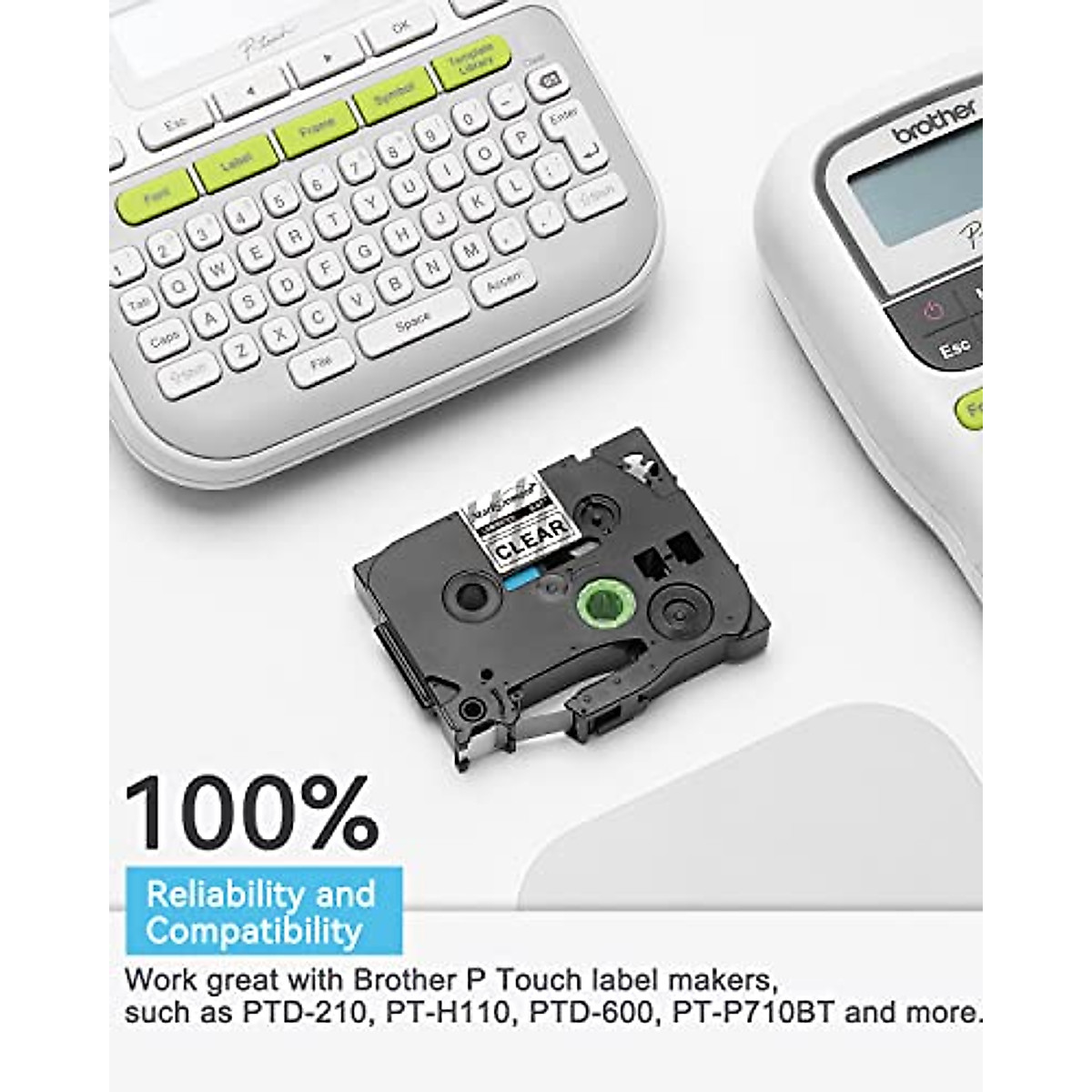 7 Pack, MarkDomain Compatible Label Tape Replacement for Brother TZe-251 Tape 24mm 0.94 White Tape and TZe-131 0.47" x 26.2'(12mm x 8m) Laminated P Touch Label Maker Tape, Black on White & Clear