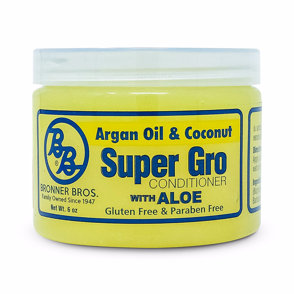 Bronner Bros Argan Oil & Coconut Super Gro - Hair Gel for Dry Itchy Scalp Treatment, Moisturizer, Reduces Dryness & Split-Ends - Made with Vitamin A, E, D, Sage, Argan Oil & Coconut Oil - 6 oz