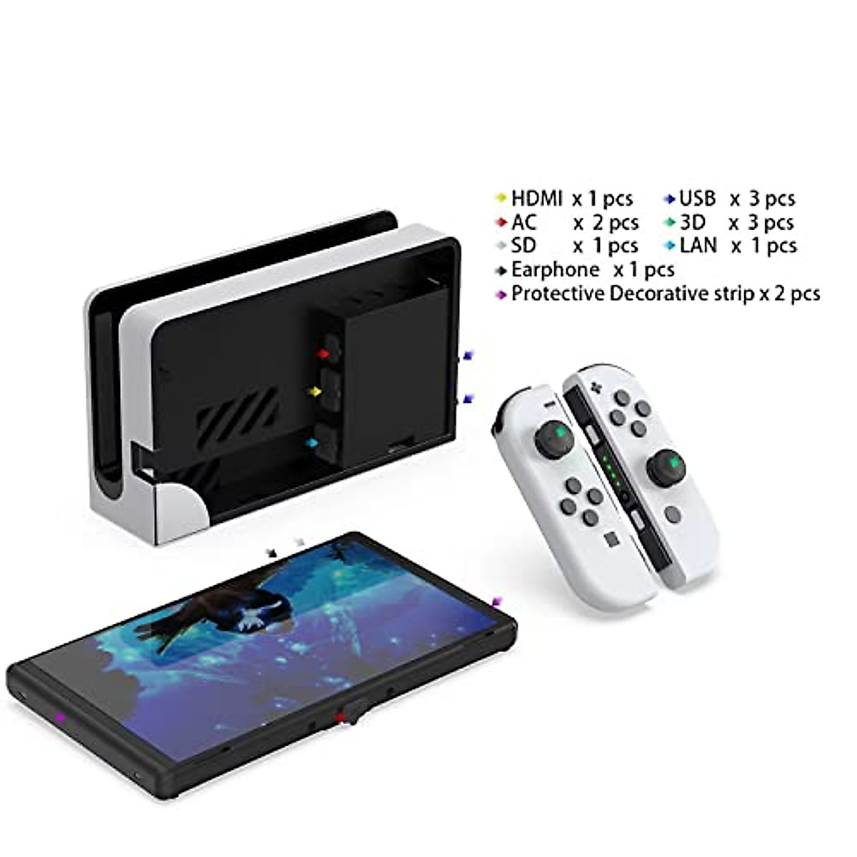 ECHZOVE Switch OLED Silicone Soft Rubber Dust Proof Plug, Nintendo Switch Dust Proof Cover Assessories Kits,Dust Cover for HDMI, USB, AC, SD, LAN, Earphone(14 Pack)