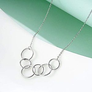 SOULMEET 60th Birthday Gifts Necklace, Sterling Silver Six Circles Necklace for Her 6 Decades Jewelry Gift 60 Years Old