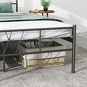 Wonder Comfort Twin Size Bed Frame Metal Platform with Headboard and Footboard/11 Inch Underbed Storage/Firm Support & Easy Set up Structure, Black