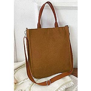 Corduroy Crossbody Bag for Women Girls,Casual Satchel Bag Large Capacity Corduroy Small Tote Bag for Work & School