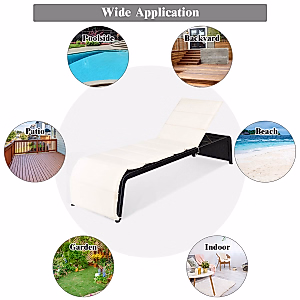 Tangkula Outdoor Chaise Lounge Chair, 5-Position Adjustable Rattan Recliner Chair w/Cushioned Seating and Adjustable Feet, Multifunctional Couch Furniture for Garden, Patio, Poolside (1, Off-White)