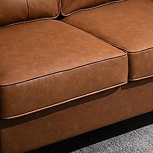 HOMCOM 51" Wide Loveseat with Armrest, 2-Seater Tufted PU Leather Double Sofa, Brown