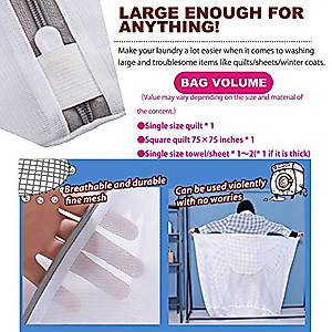 Large Laundry Bags, Tomoda 36” x 44” Extra Large Mesh Laundry Bags with 3 Small Laundry Bags for Washing Machine, Heavy Duty Zipper Wash Bags for Quilts/Sheets/Winter Coats