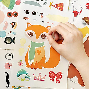 Make a Face Sticker Sheets, Make Your Own Animal Mix and Match Sticker for Kids. 36 PCS as Gift of Festival, Reward, Birthday, Party Favor, Art Craft,kids party favors