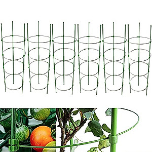 Adjustable Tomato Cage,36" Plant Support Garden Plant Stakes Cucumber Trellis with 4 Adjustable Ring for Climbing Plants Vegetables，Flowers，Fruit,Rose Vine Climbing Plants(6 Pack)