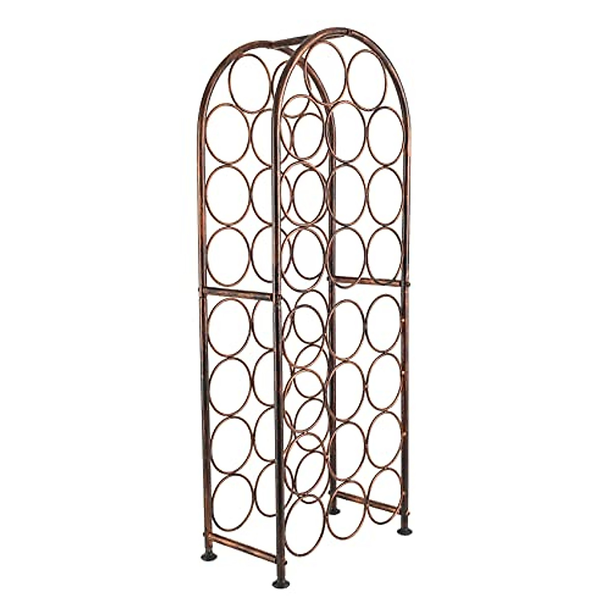 PAG 23 Bottles Arched Freestanding Floor Metal Wine Rack Wine Bottle Holders Stands, Antique Brown