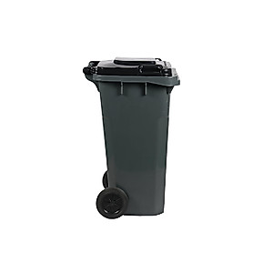 PLASTIC PRINCE 65 Gallon Rollout Trash Can with Lid, Commercial Heavy-Duty Container with Wheels, Gray
