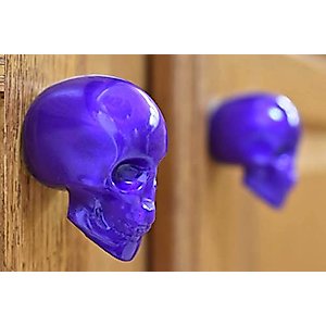 Purple Skull Door Knobs Drawer Knobs (Set of 2)