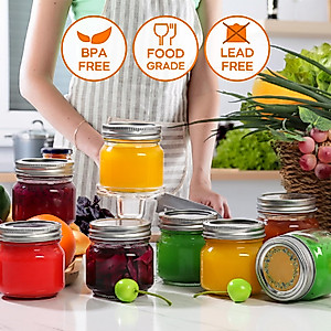 30 Pack Mason Jars 8 oz with Lids And Bands, Half Pint Canning Jars, 1/4 Quart Small Glass Jars with 40 Free Labels for Jam, Pickles And DIY