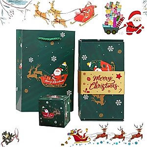 Surprise Box Gift Box for Money, Surprise Gift Box Explosion,Pop Out Money Gift Box,Pop Up Money Box for Cash Gift,Seeroze Surprise Gift Box Christmas,Surprise Gift Box Set (Christmas,12 Pages green)