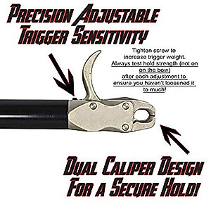 Sniper Adjustable Archery Buckle Release; for Compound Bows, Ambidextrous Adult & Youth Sizes, 360 Swivel with Dual Caliper Head, Adjustable Trigger Tension, Tools Included: Adult Black
